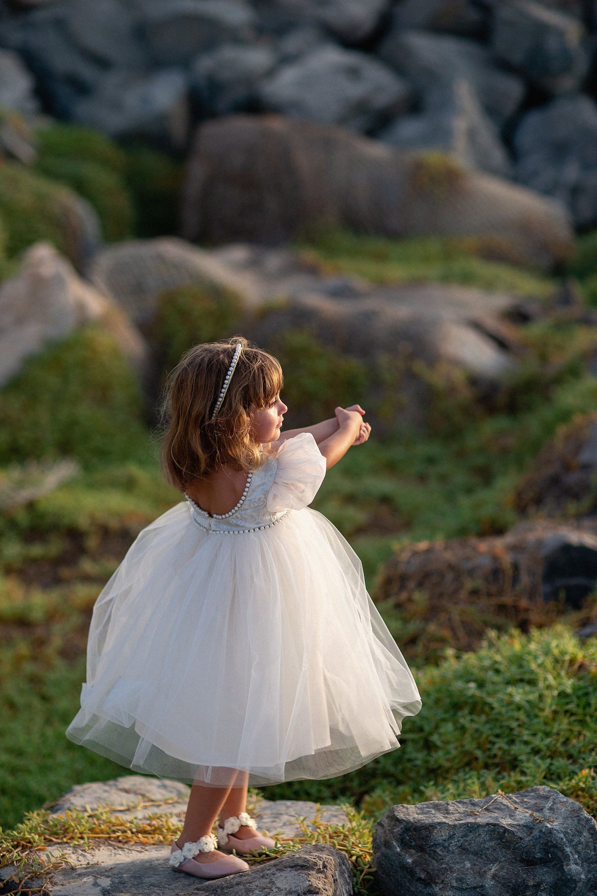 OFF WHITE PEARL BOW: Girl Baby Dresses in UAE | Shop Lelyte.com - Lelyte